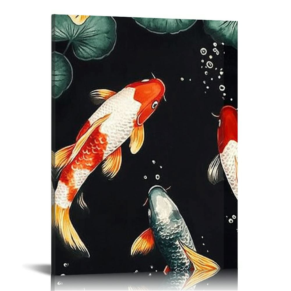 LHONGY Aesthetic Poster Koi Fish Feng Shui Nine Fish Painting Lotus Koi ...
