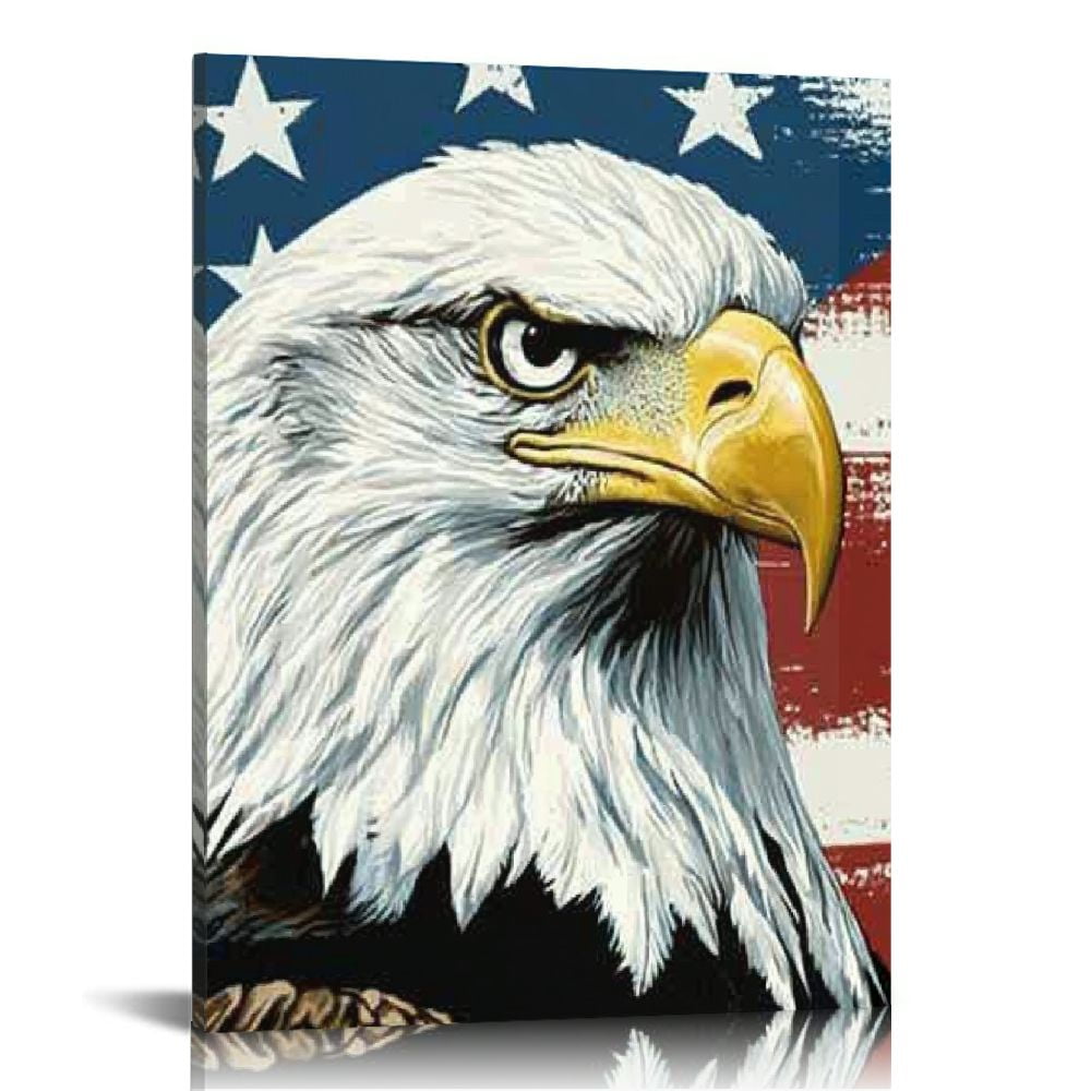 LHONGY Bald Eagle on Grunge American Flag Tin Sign Vintage Tin Signs ...