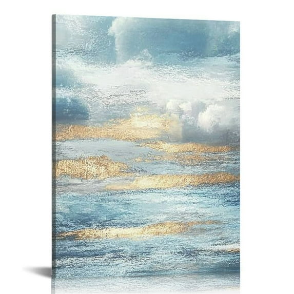 LHONGY Bathroom Wall Art Abstract Canvas Art Print Modern Blue Ocean ...