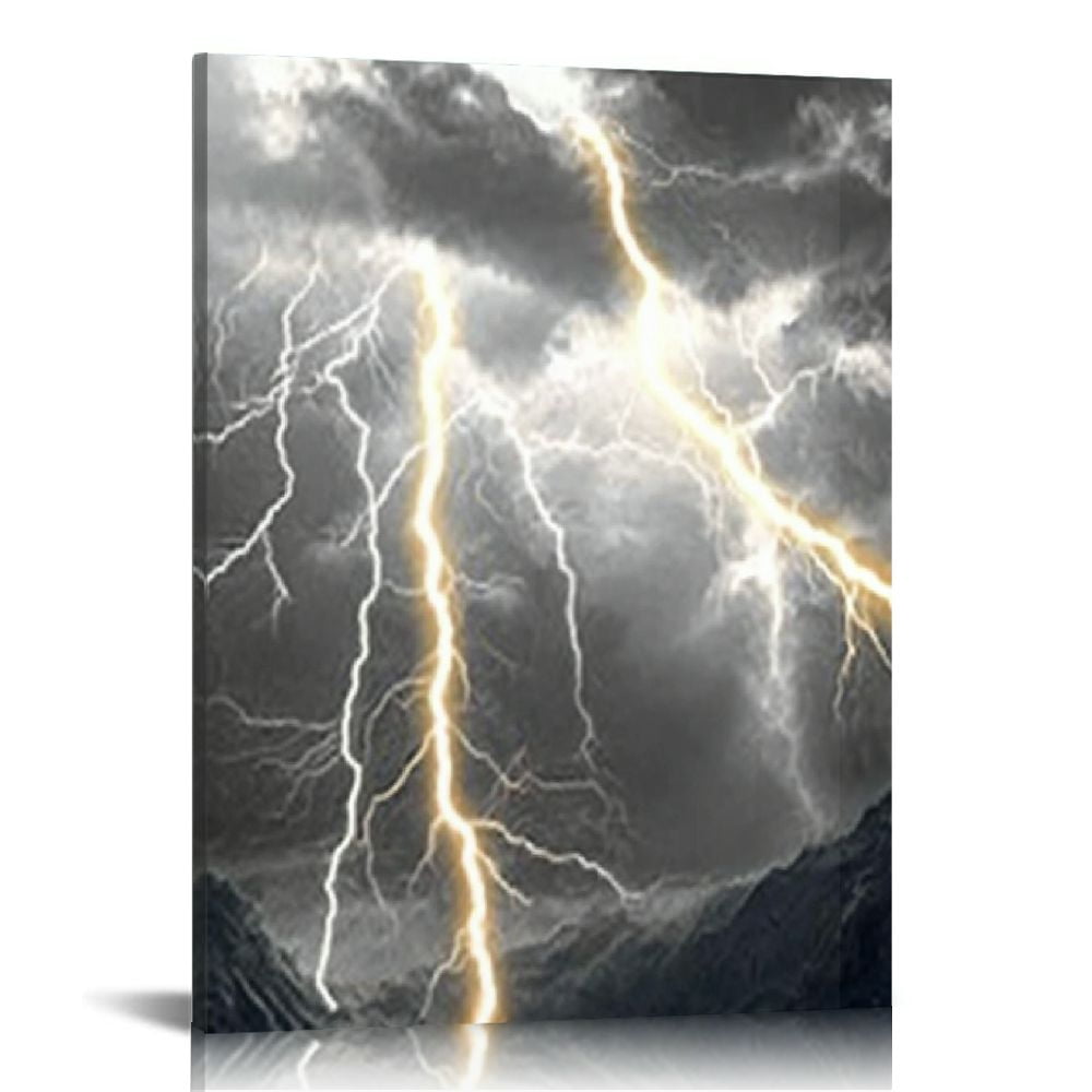 LHONGY - Black and White Wall Art Nature Lightning Strikes in The ...