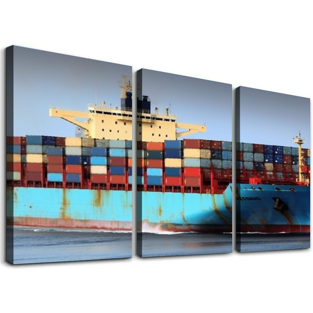 LHONGY CARGO SHIP CONTAINER SHIP LANDSCAPE POSTER Canvas Poster Wall ...