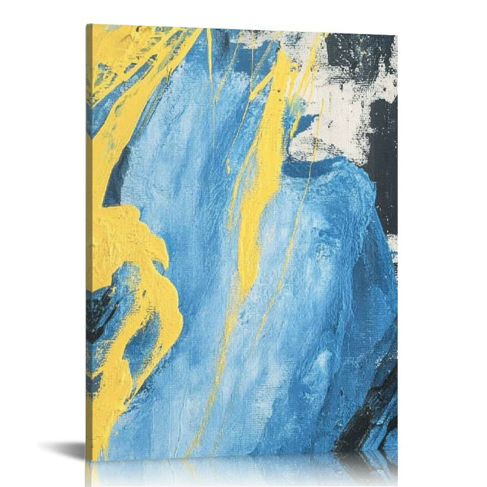LHONGY Canvas Wall Art Abstract Seascape Painting Blue Ocean Beach ...