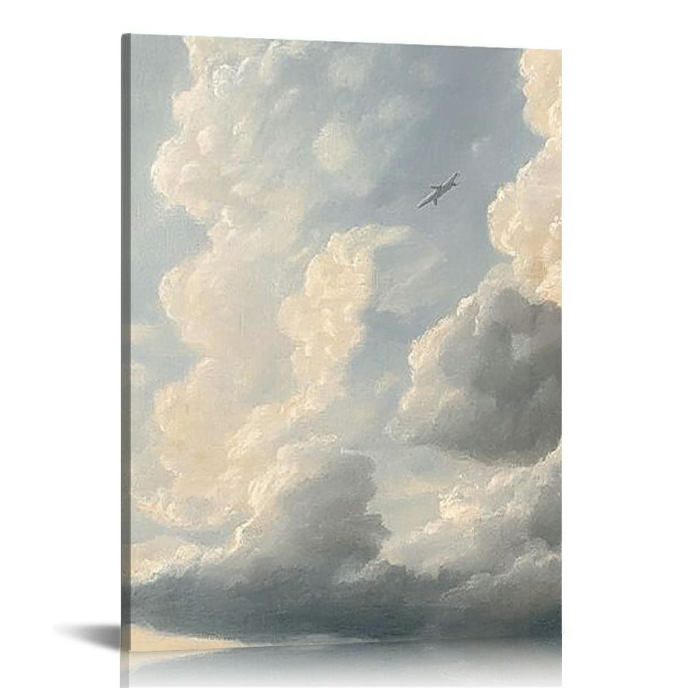 LHONGY Canvas Wall Art, Clouds with a Sunset Vintage Painting Prints ...