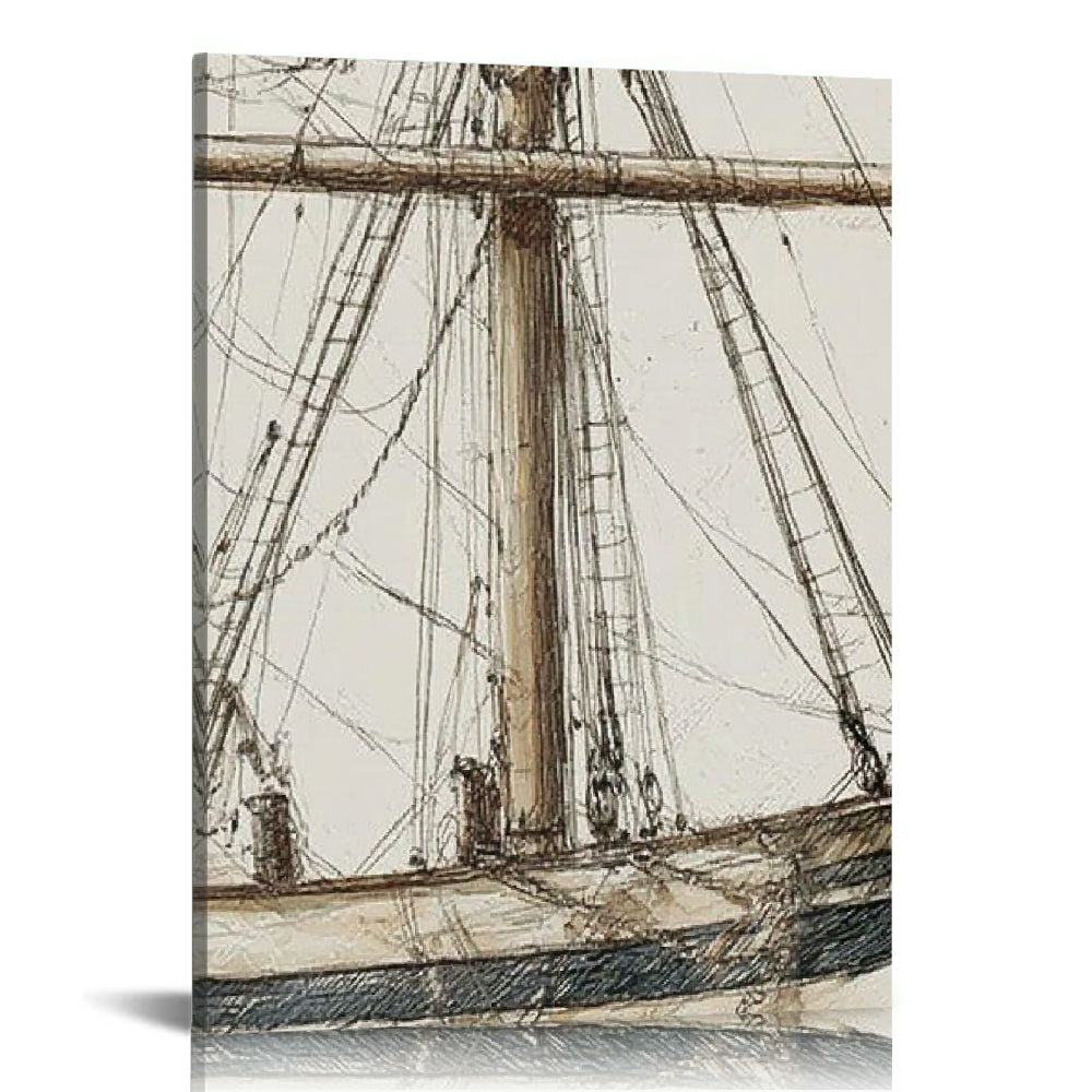 LHONGY Coastal Seascape Town Etching Print Poster - Boat Ship Yacht ...