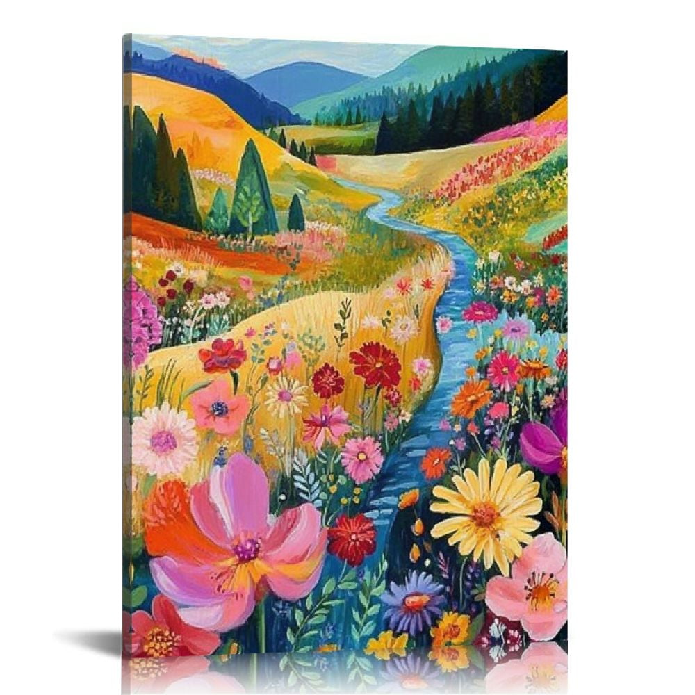 LHONGY Colorful Mountain Wall Art Abstract Mountain Canvas Colorful ...