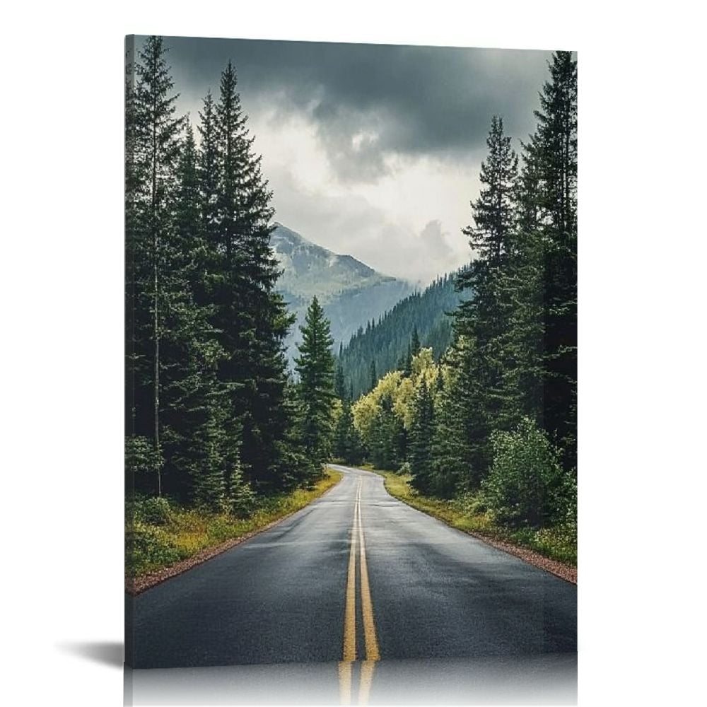 LHONGY Empty Driving Road Through Mountain Forest Landscape Photo ...