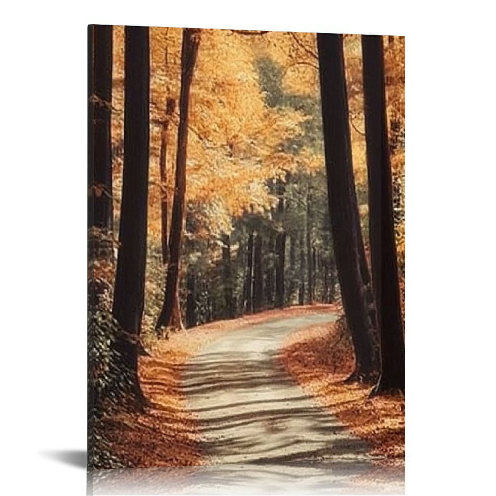 LHONGY Fall Orange Landscape Wall Art Maple Deciduous River Forest Posters Wall Decor Pictures ...