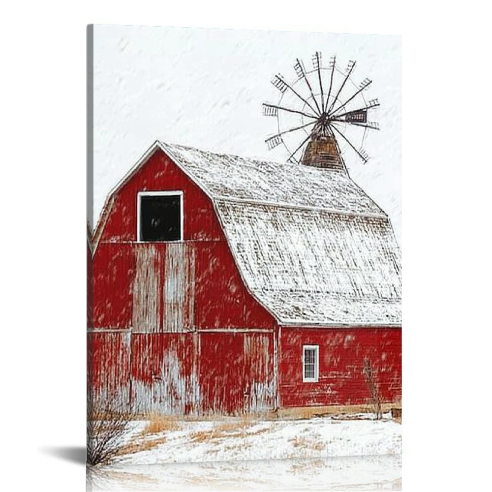 LHONGY Farmhouse Barn Pictures Wall Decor Rustic Wall Art Country ...