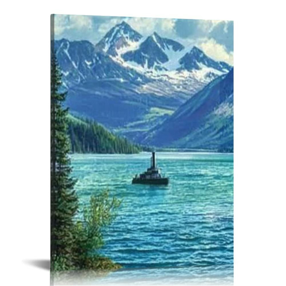 LHONGY Glacier National Park Wall Art Lake Mountains Pictures Canvas ...