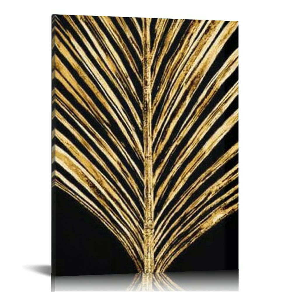 LHONGY Gold Leaf Art Prints,Modern Black Gold Botanical Tropical Plant ...
