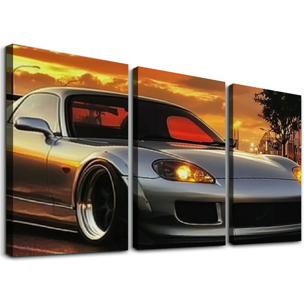 LHONGY Grey Sport Car Jdm Sunset Poster Canvas Wall Art Posters ...