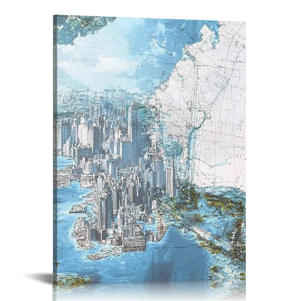 LHONGY Historic Map New York City and Vicinity - Vintage Wall Art 12x16 ...