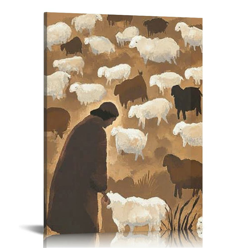 LHONGY Jesus Christ the Good Shepherd Canvas Wall Art Colorful Modern ...