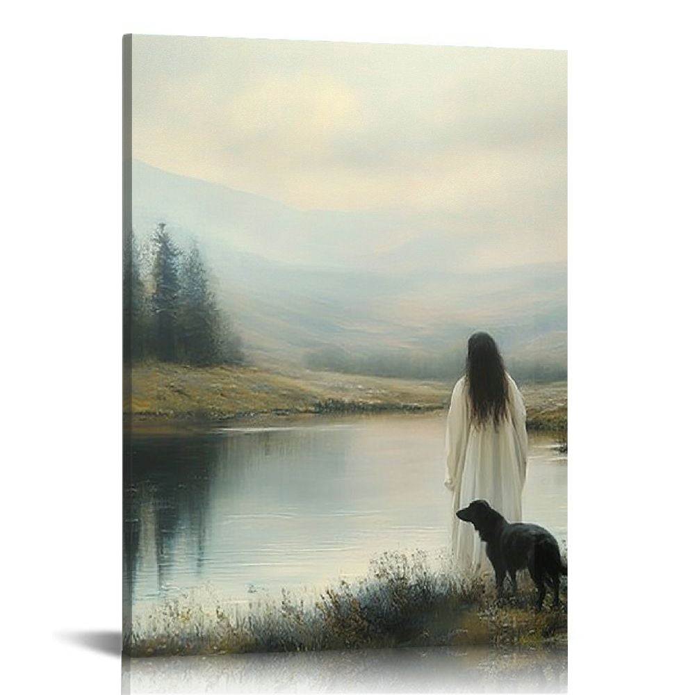 LHONGY Jesus Wall Art Jesus and Lamb Canvas Wall Decor Christian God ...
