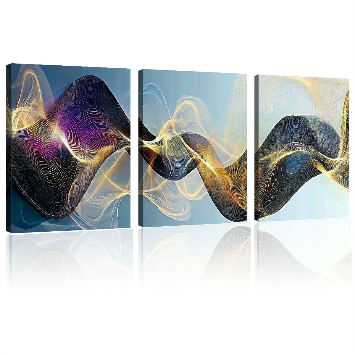 LHONGY Light Wave Computer Screen Generative Art Canvas 3 Piece Set 12 ...