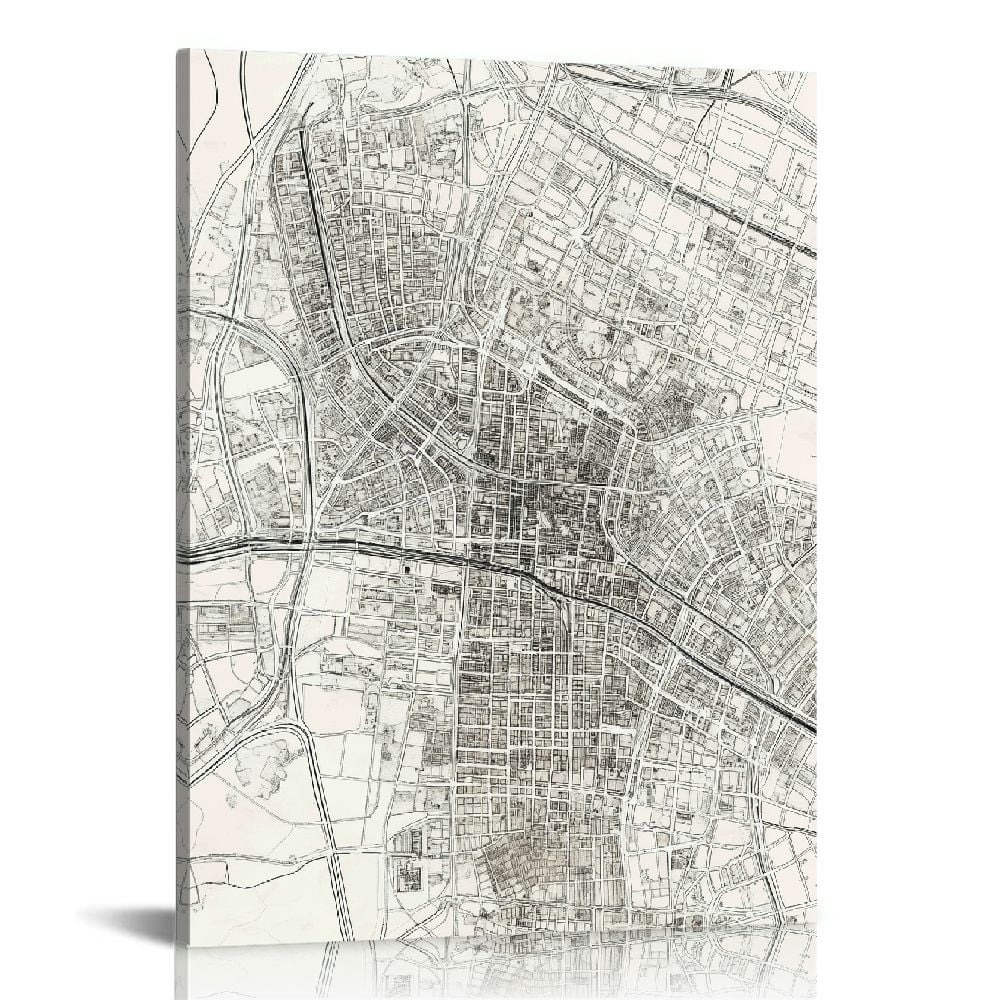 LHONGY Map, Downtown Map, Street Wall Art, Art, City Map, Office Wall ...