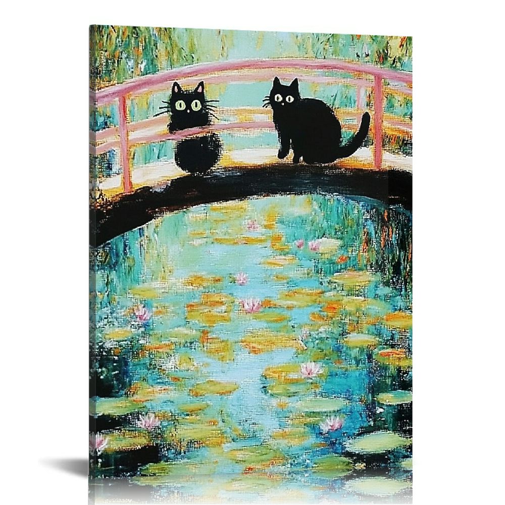 LHONGY Monet Cat Wall Art - Claude Monet Cat Wall Art Prints - Cat ...