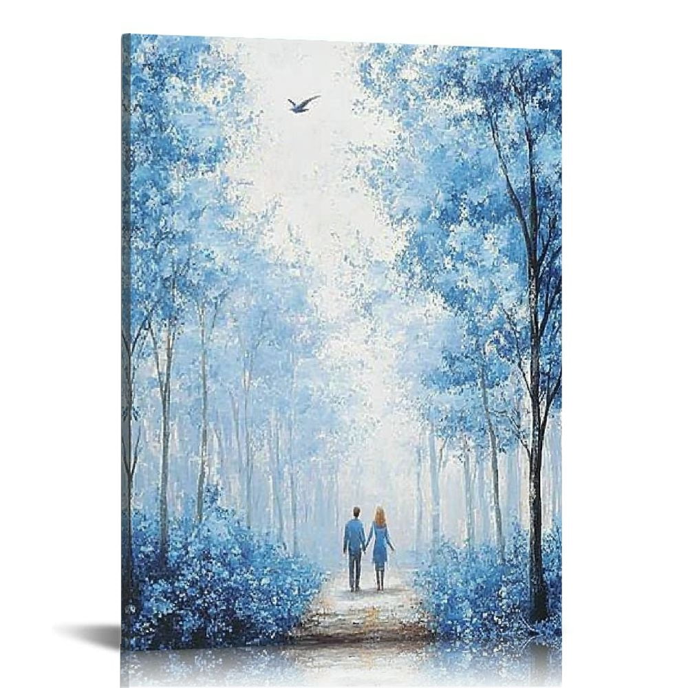 LHONGY Navy Blue Wall Art - Large Wall Art - Multi-layered Paint ...