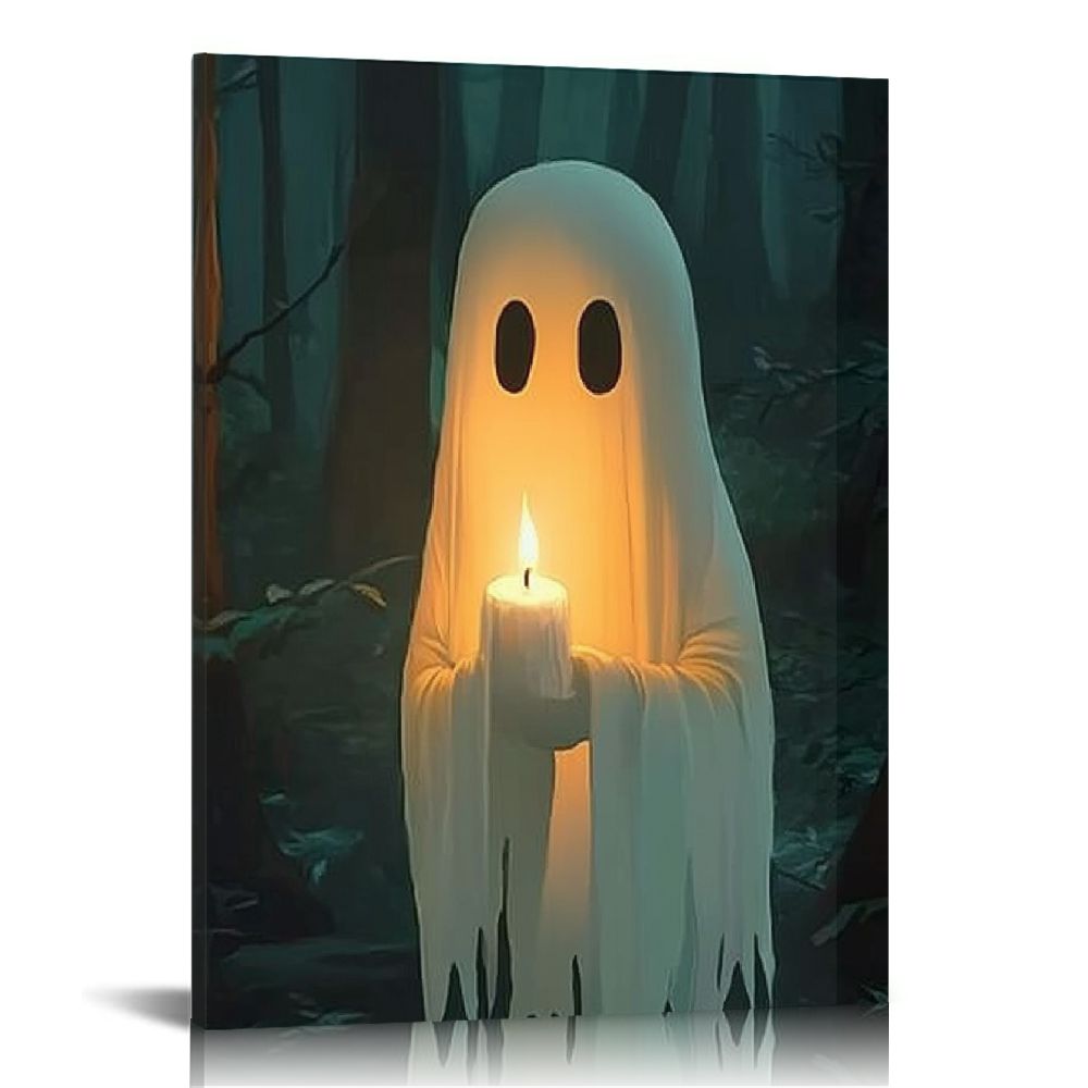 LHONGY Retro White Ghost Posters Cute Horror Scary Wall Art Eerie ...