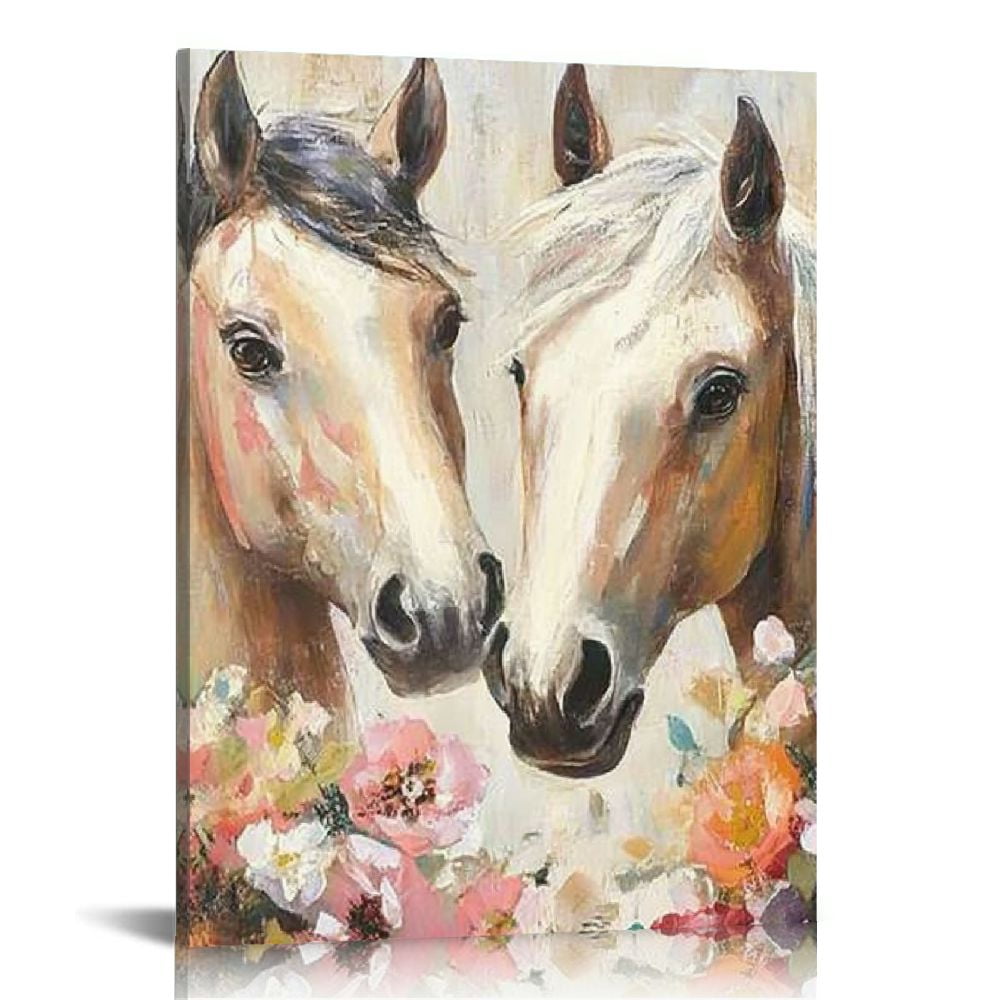 LHONGY Rustic Horses Wall Art Decor: Western Farm Equine Picture ...