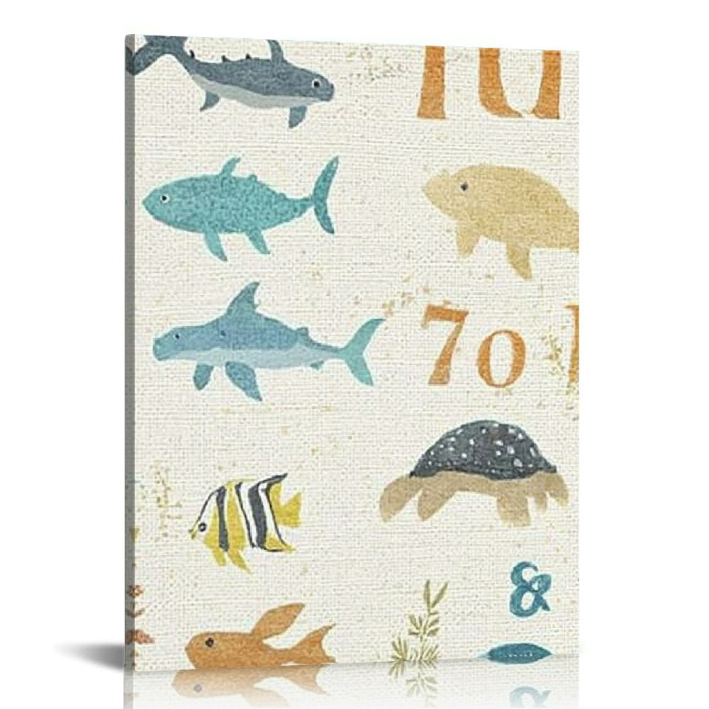 LHONGY Sea Animal Alphabet Wall Art,Sea Animals Boho Alphabet Posters ...