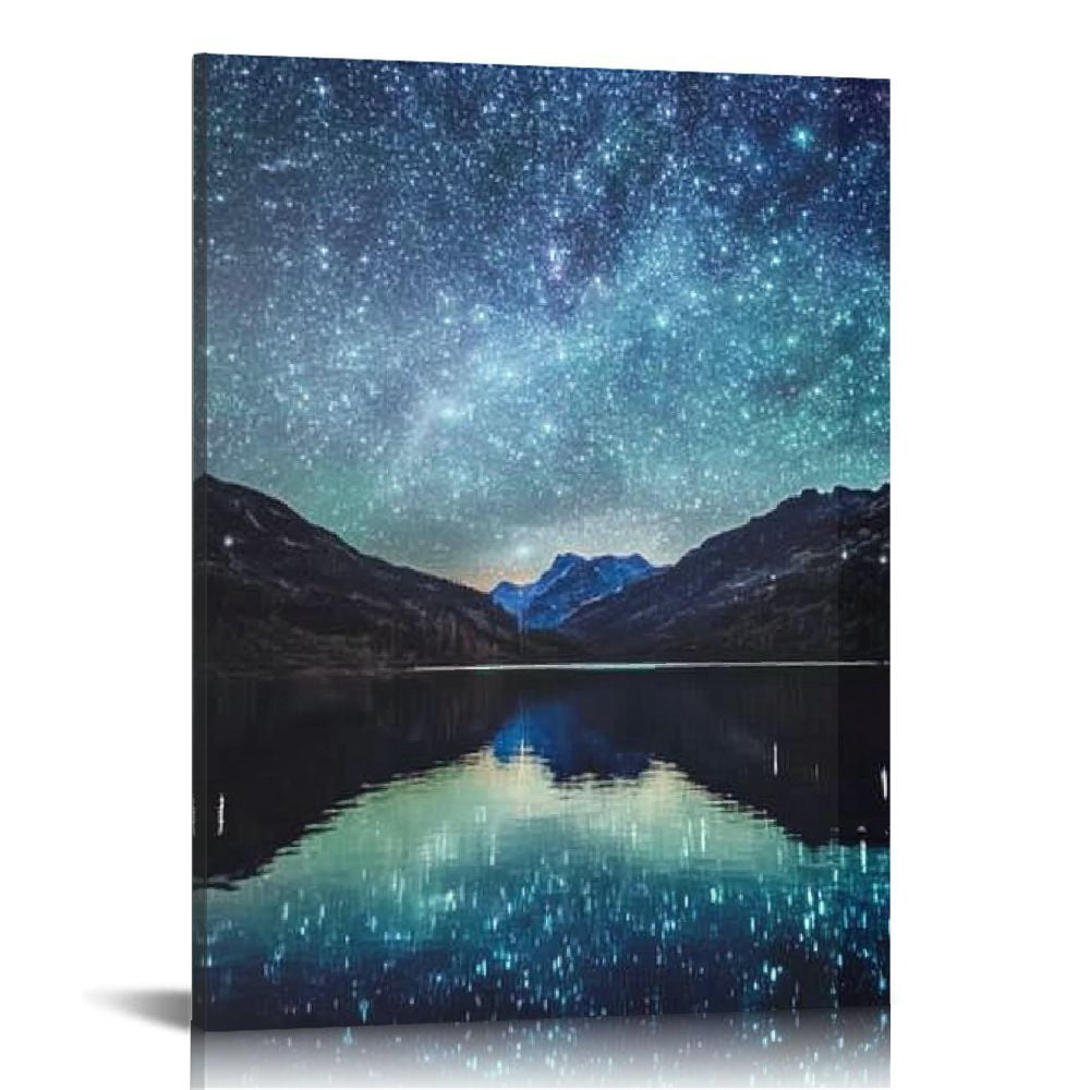 LHONGY Starry Night Sky Milky Way Reflection Water Landscape Artistic ...
