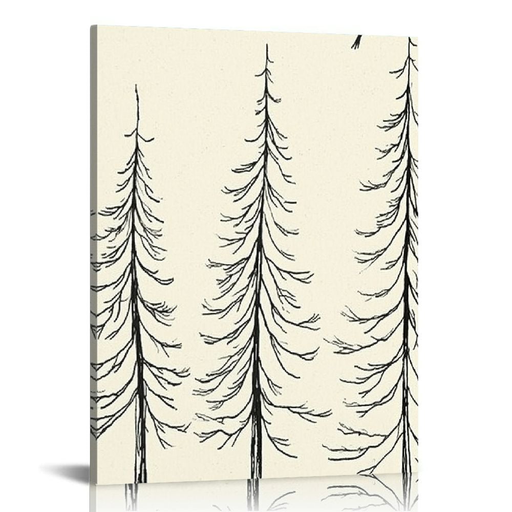 LHONGY Sylvie Minimalist Evergreen Trees Sketch Canvas Wall Art by The ...