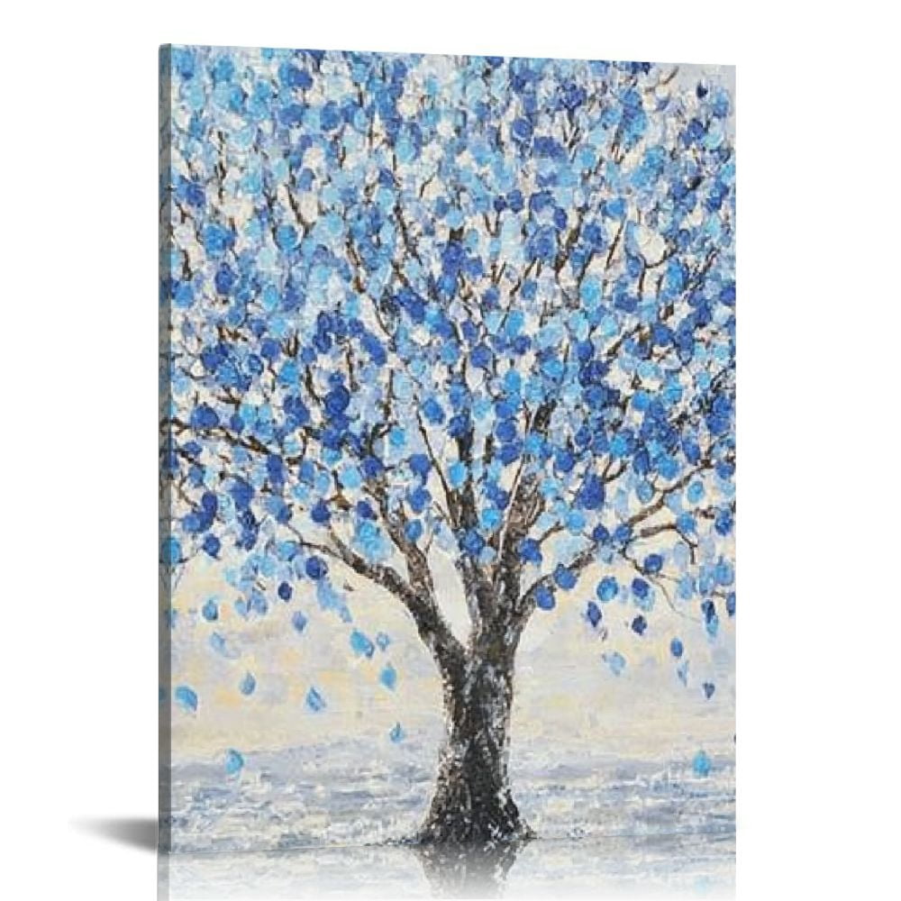 LHONGY Tree of Life Wall Art Blue Tree Picture Wall Decor Artwork ...