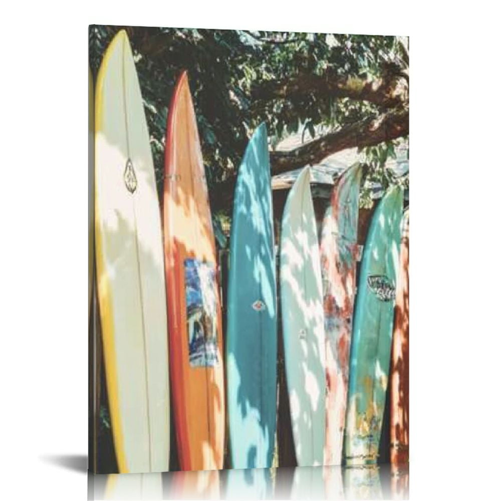 LHONGY Tropical Beach Canvas Wall Art Surf Poster Summer Ocean Coastal ...