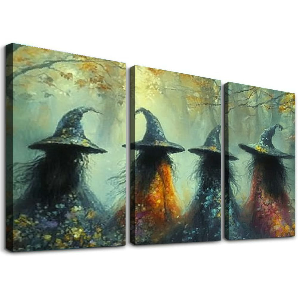 LHONGY Vintage Halloween Decor Beautiful Witches Poster Magical Witch ...