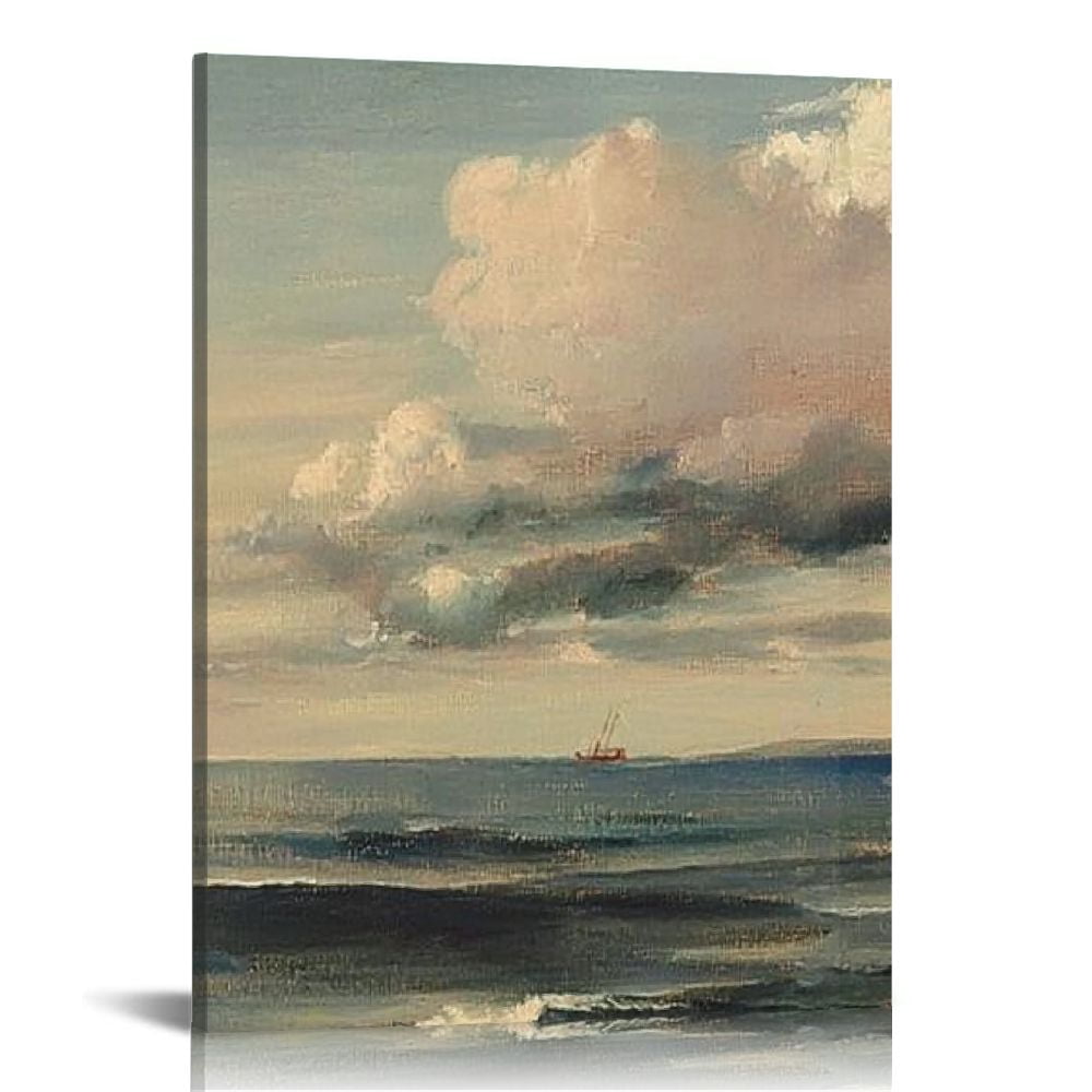 LHONGY Vintage Ocean Artwork Coastal Seascape Wall Art Abstract Sky ...