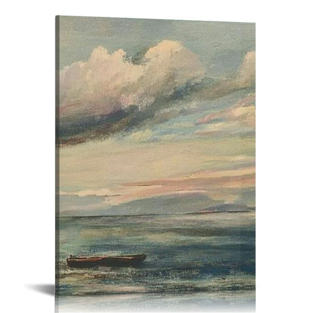 LHONGY Vintage Ocean Artwork Coastal Seascape Wall Art Abstract Sky ...