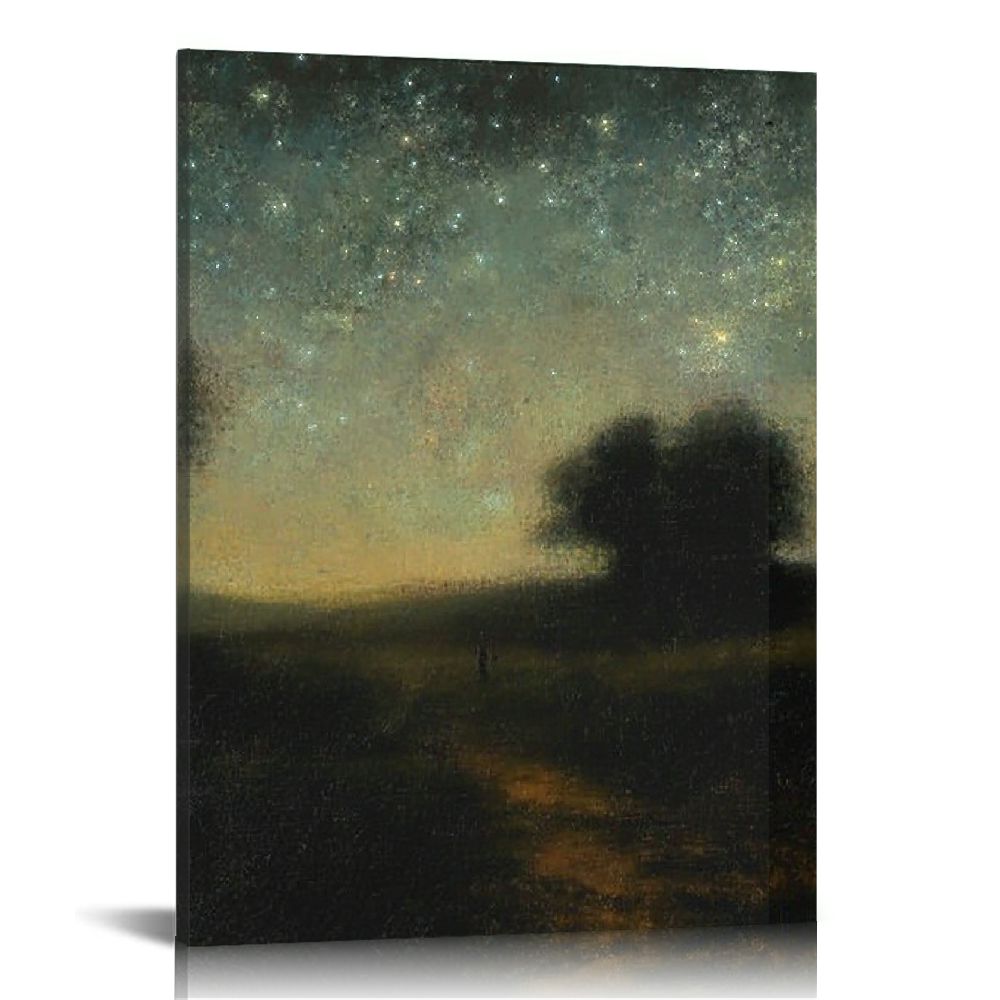 LHONGY Vintage Starry Night Poster - Retro Night Sky Print - Landscape ...