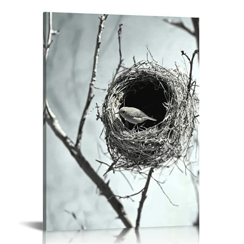 LHONGY Wall Art Black and White Texas Countryside Scenic Pictures Hay Field Windmill Birds Nest ...
