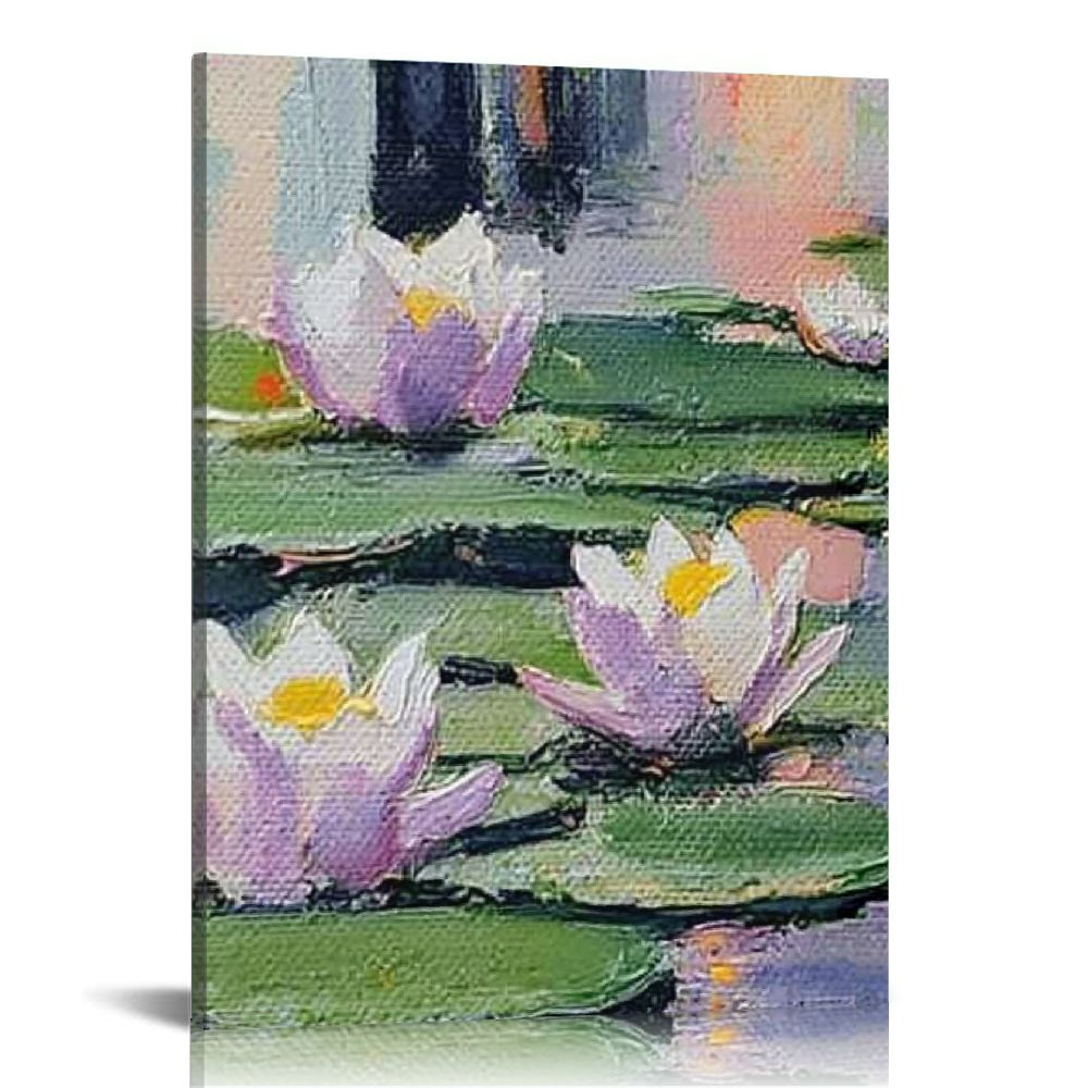 LHONGY Water Lilies Wall Art, Impressionist Modern Art, Botanical Wall ...