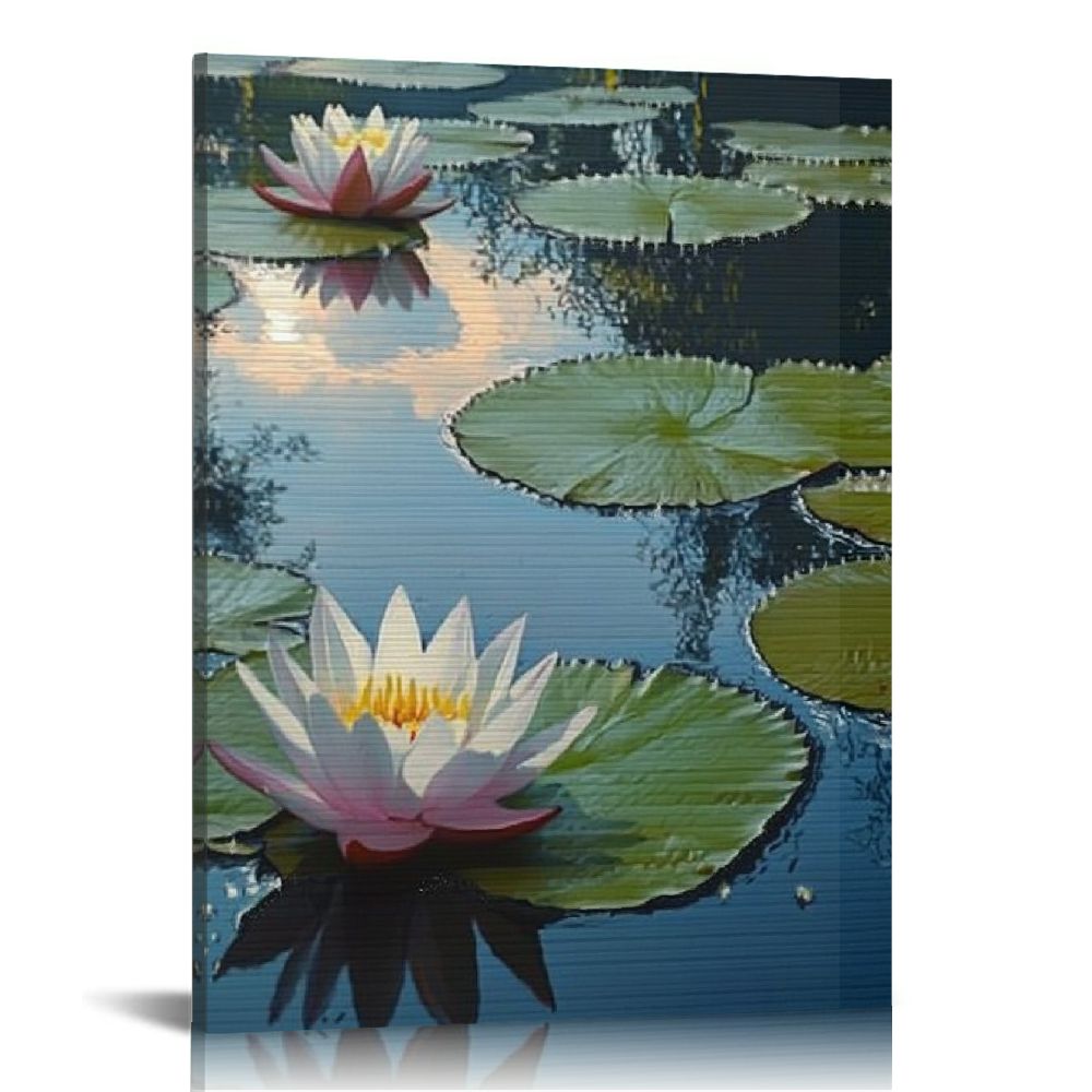 LHONGY Water Lilies Wall Art, Impressionist Modern Art, Botanical Wall ...
