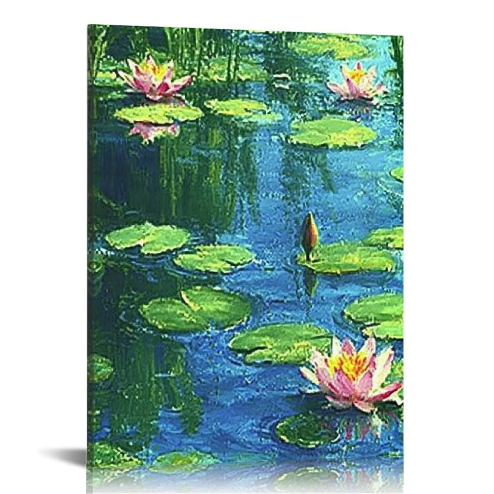 LHONGY - Water Lily Pond , Claude Monet Art Reproduction. Giclee Canvas ...