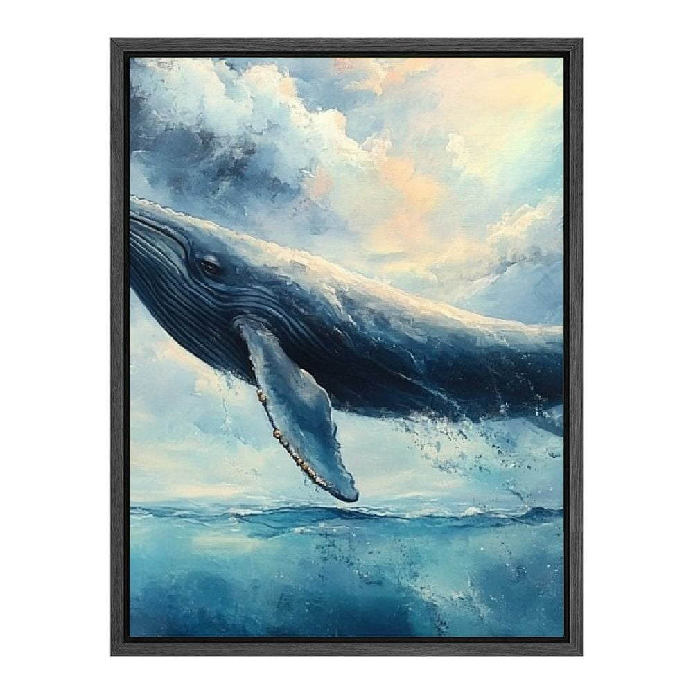 LHONGY Whale Artwork for Walls Blue Whale Wall Art Decor Coastal Pictures Whale Tail Canvas Wall ...
