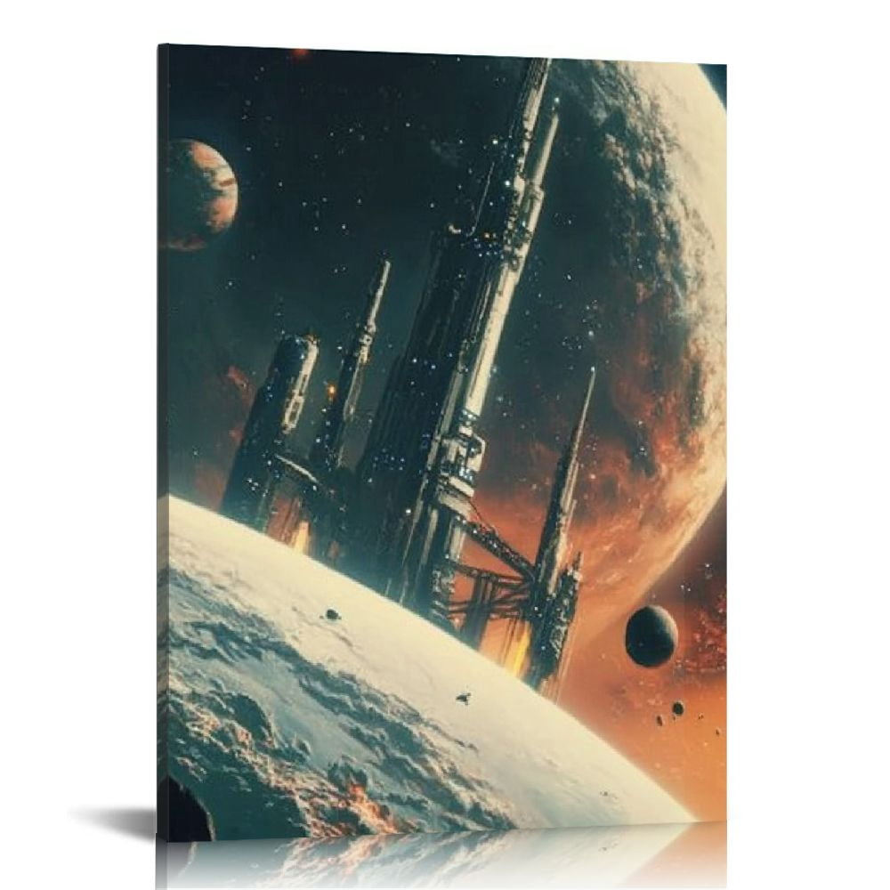 LHONGY Where The Earth Poster Retro Space Wall Art Outer Picture ...