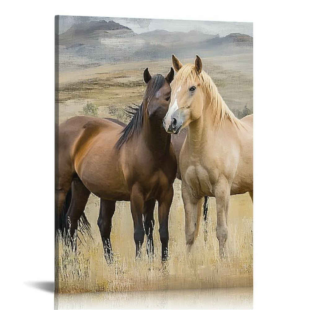 LHONGY Wild Horses Wall Art Large Horse Painting Hand Painted Heavy ...