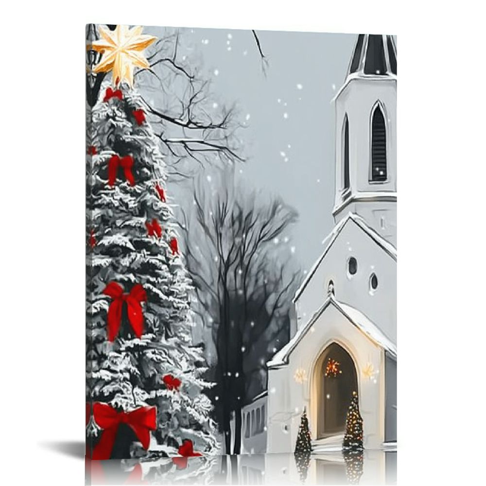 LHONGY Winter Christmas wall art canvas wall art Christmas winter ...
