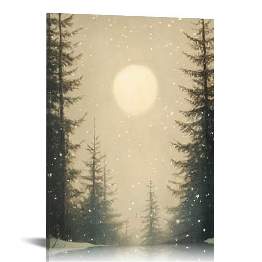 LHONGY Winter Trees Canvas Wall Art, Snowy Forest Wall Art, Snow Scene ...