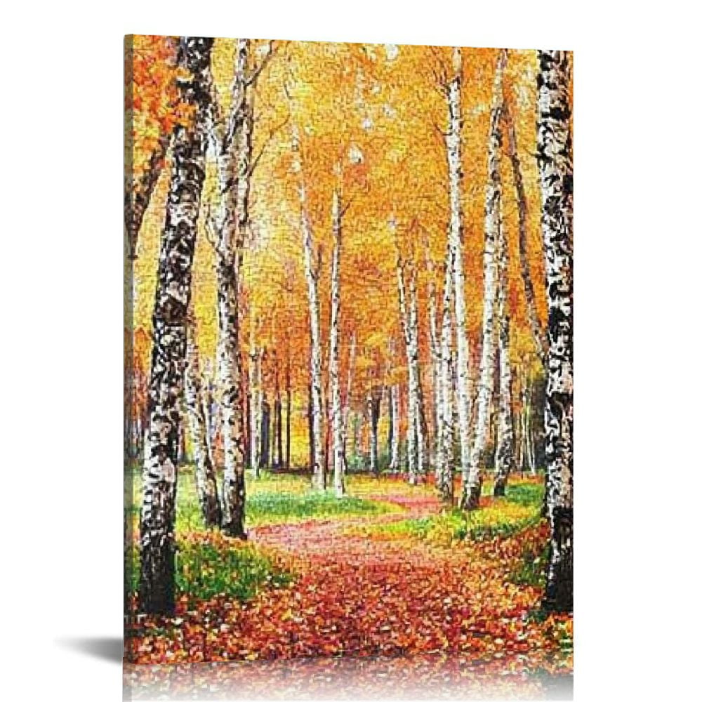 LHONGY autumn forest canvas wall art: fall forest picture Golden ...
