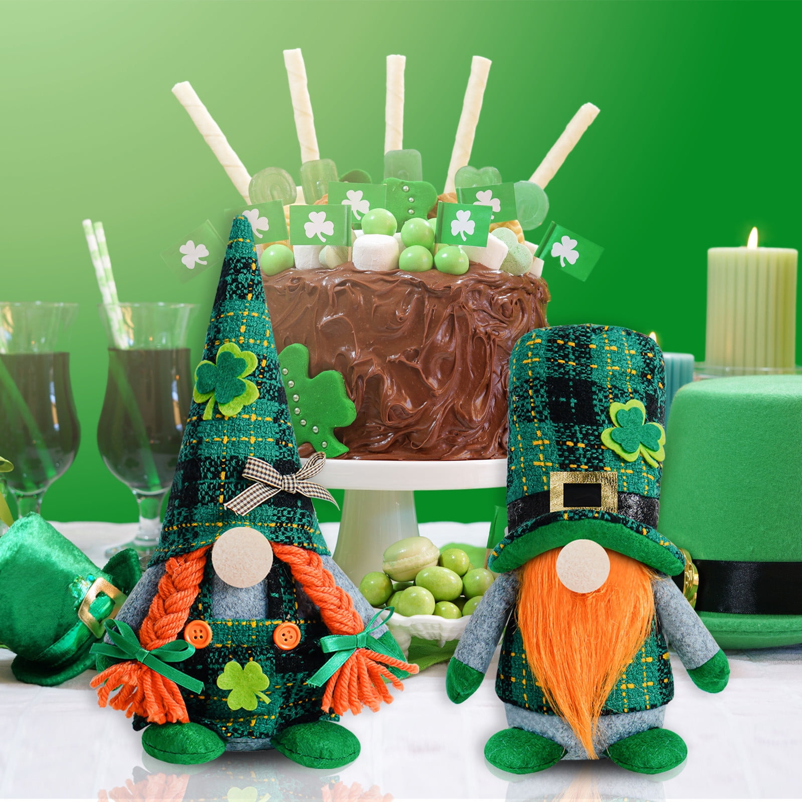 LHOO 2Pcs St.Patrick's Day Gnome Decorations, Handmade Faceless Gnome ...