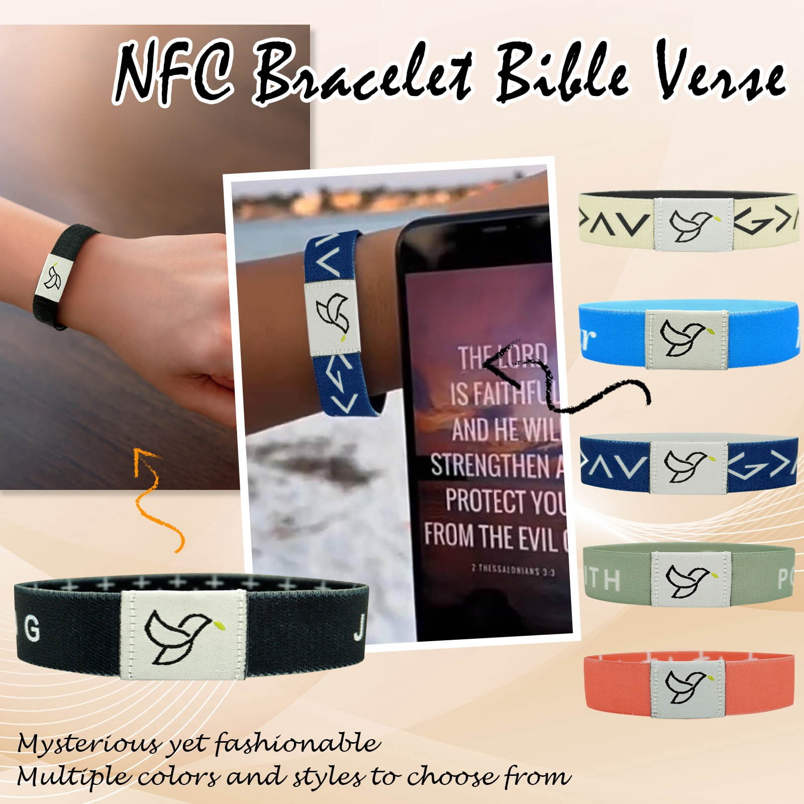 Daily Daily Bible Verse Bracelet With NFC,Christian Bible Verse ...