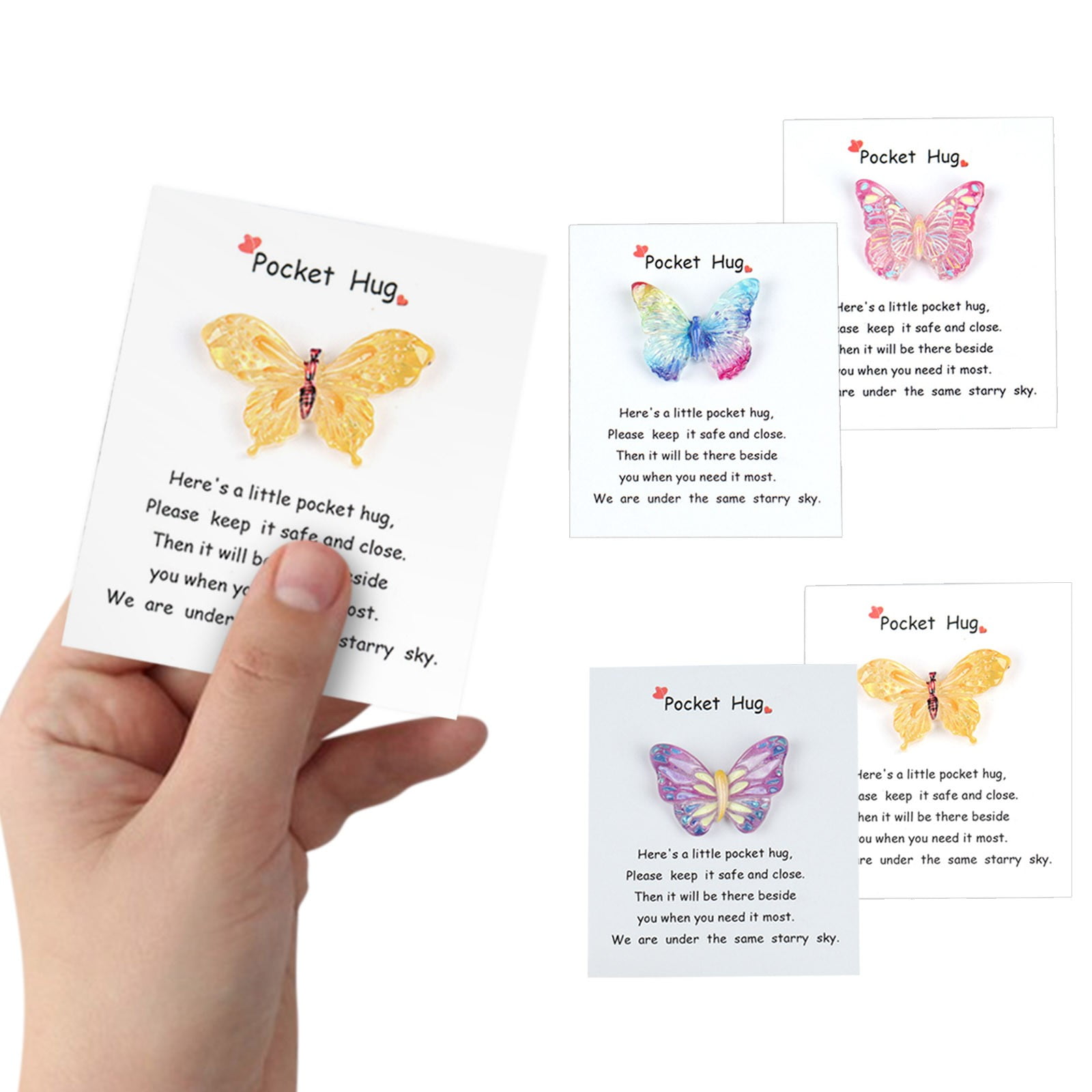 LHOO Mini Resin Butterfly Pocket Hug with Greeting Card, Emotional ...