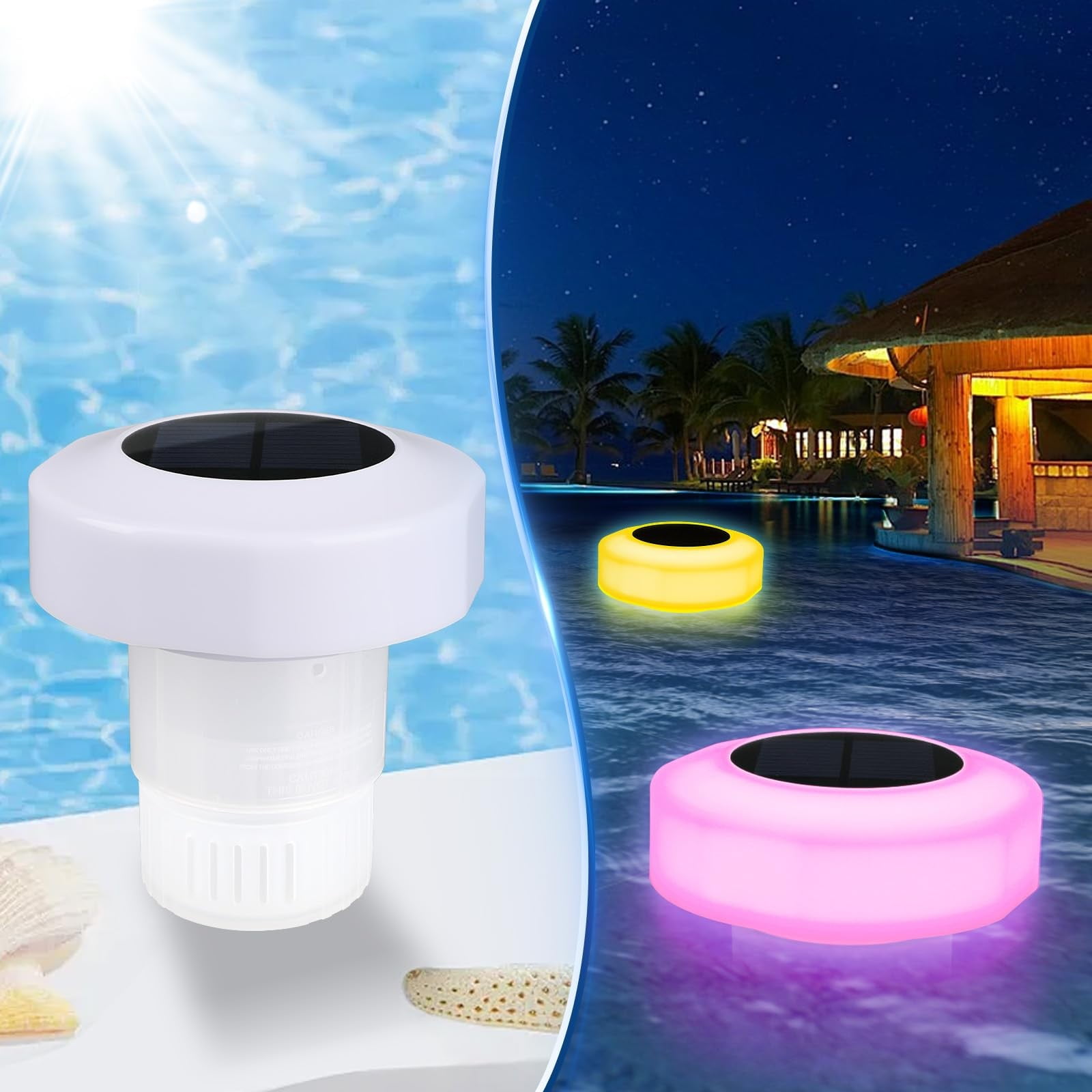 LHOO Pool Chlorine Floater - Chlorine Dispenser with Solar Light - Easy ...