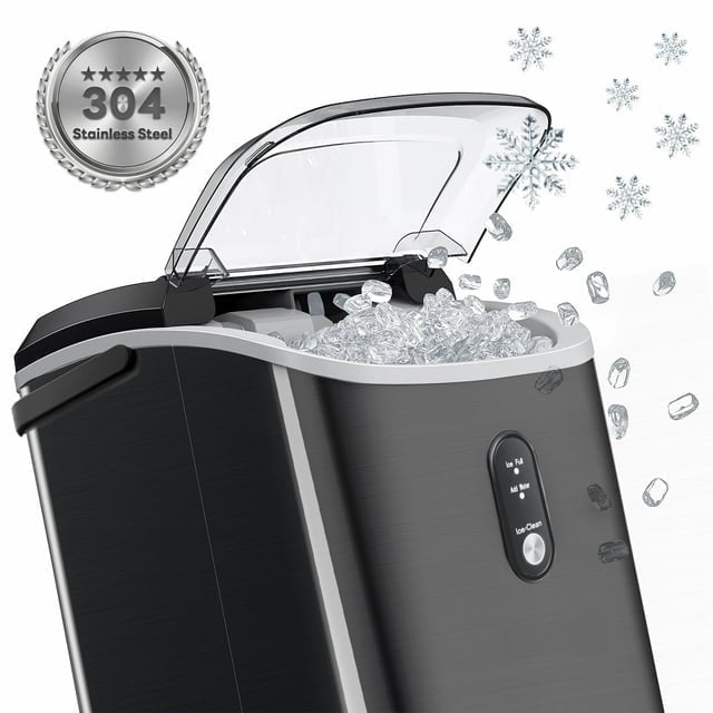 LHRIVER Nugget Ice Maker, 35Lbs Capacity, Self-Cleaning, Stainless ...