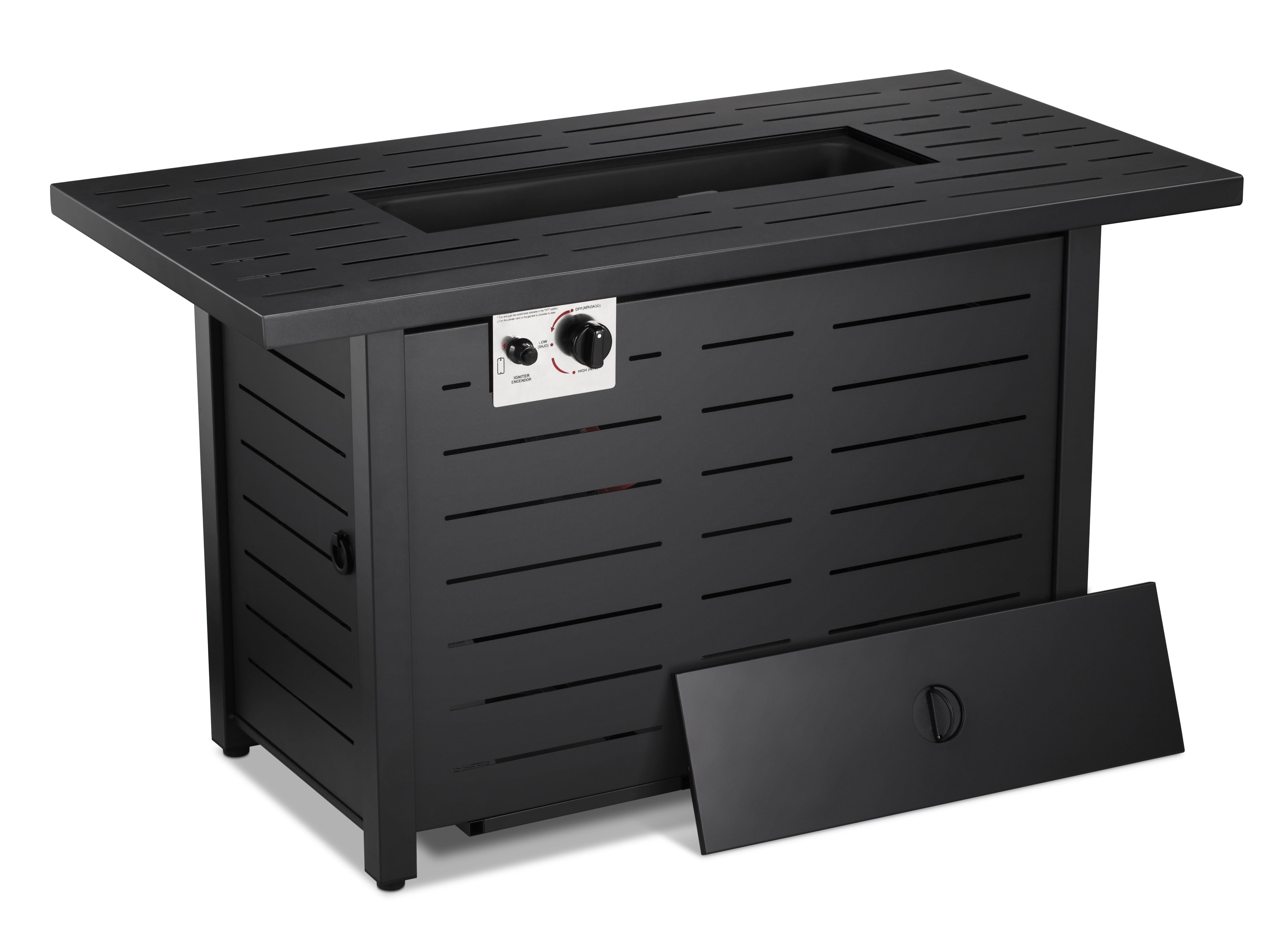 LHRIVER 43" Square 50000 BTU Outdoor Fire Pit, Propane Metal Stove with ...