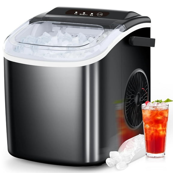 Countertop Ice Maker 26Lbs/24H - Portable Self-Cleaning Machine with ...